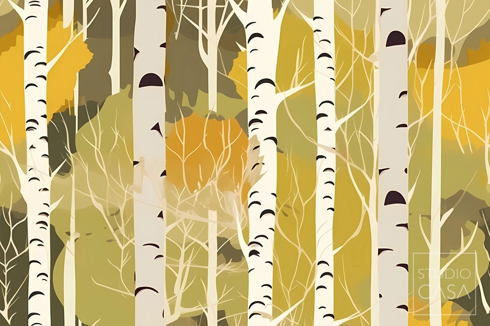 Aspen Trees Landscape Digital Paper, Seamless Tree Patterns, Aspen ...