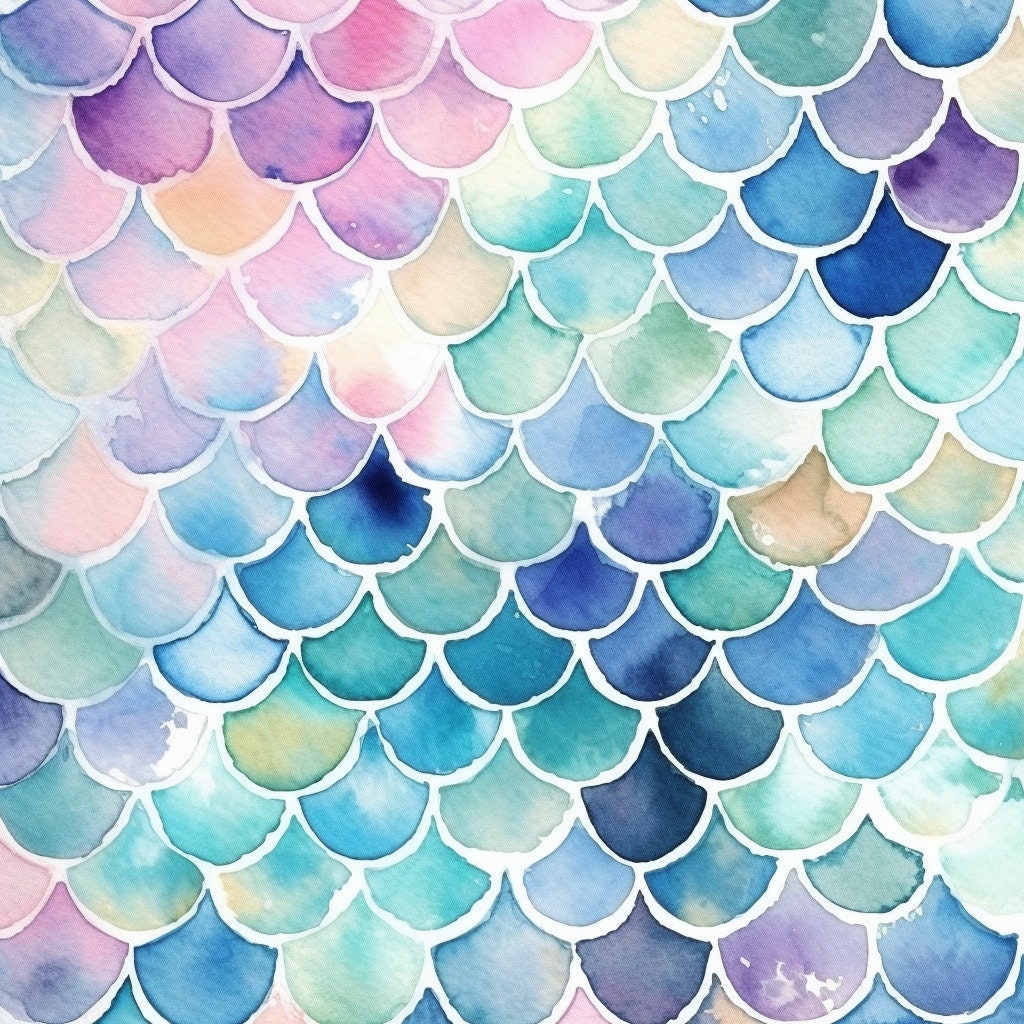 Mermaid Scales Digital Paper, Mermaid Tail Shimmer Textures, Scale ...