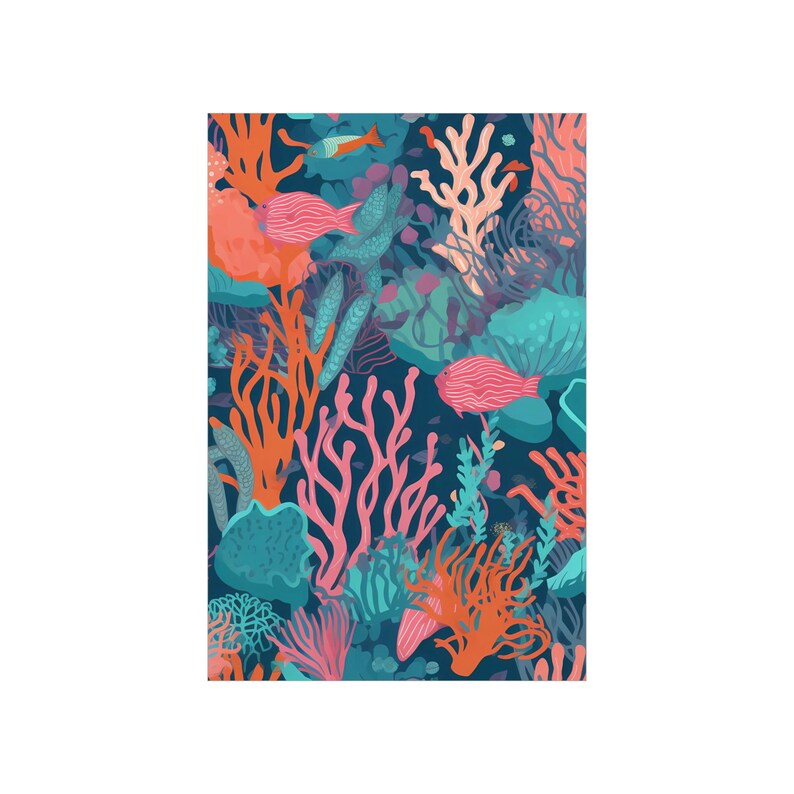 Tropical Reef Print, Custom Line Drawing, Watercolor Art, Apology Gift ...