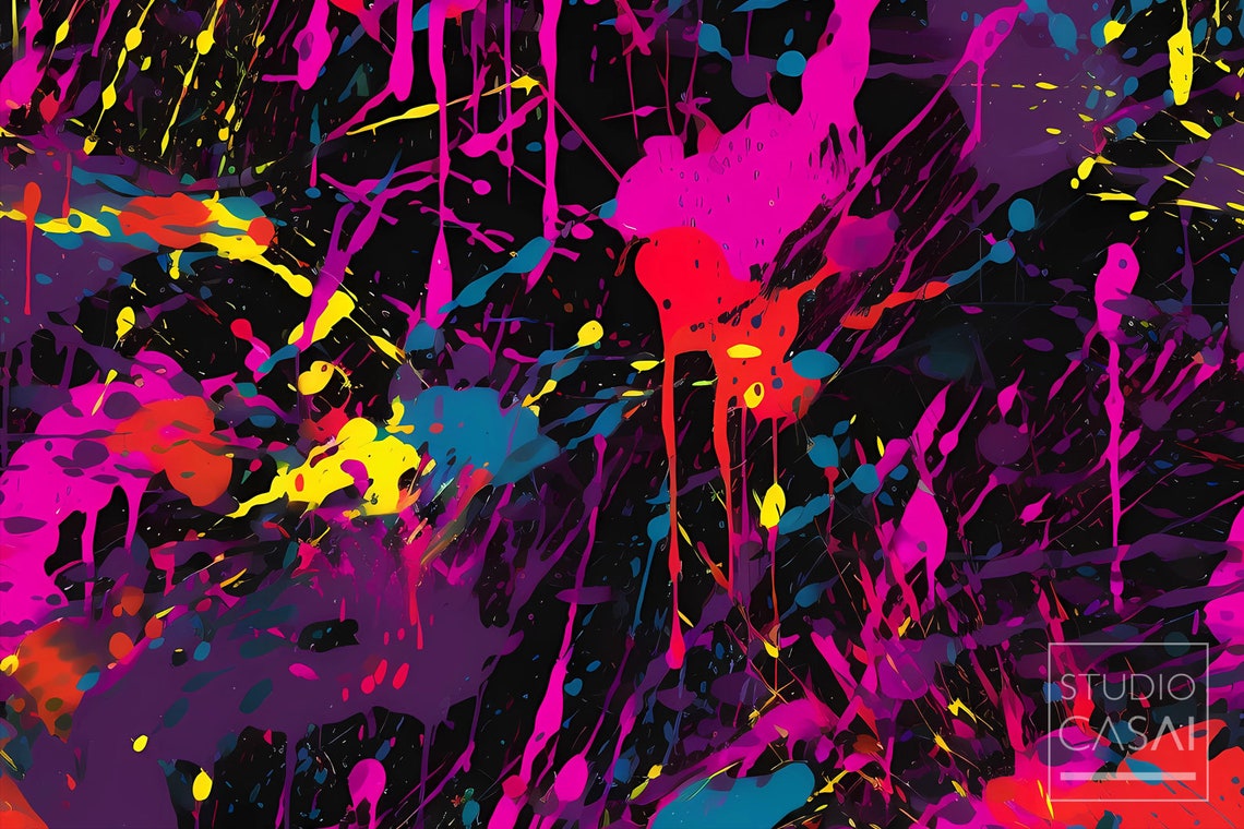 Vibrant Neon Paint Splatter Digital Paper Pack Instant Download ...