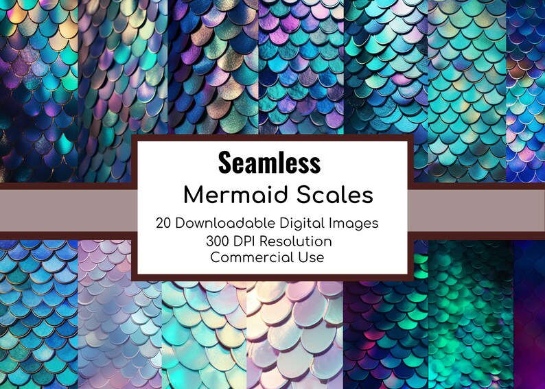 Mermaid Scales Digital Paper, Mermaid Tail Shimmer Textures, Scale ...