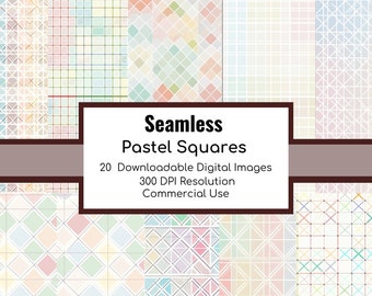Grid Check Digital Paper, Seamless Pattern, Crosshatch Squares, Pastel ...