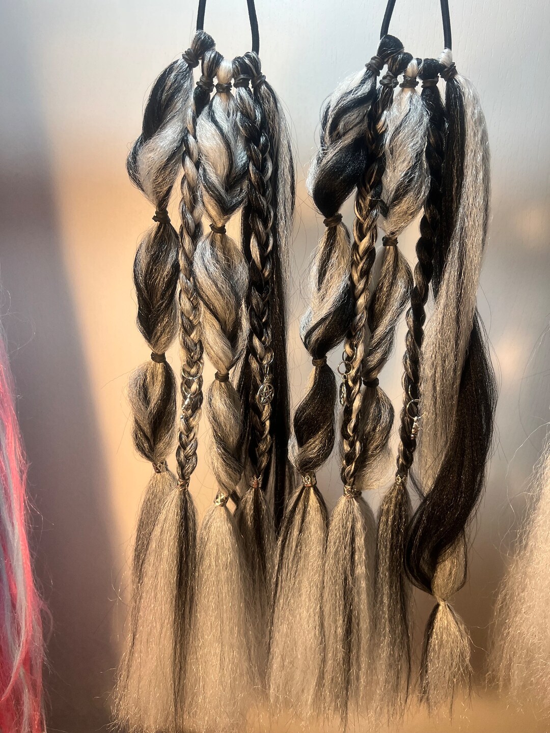 Black/white Blend Glow-in-the Dark Pigtail Extensions 2 20 - Etsy