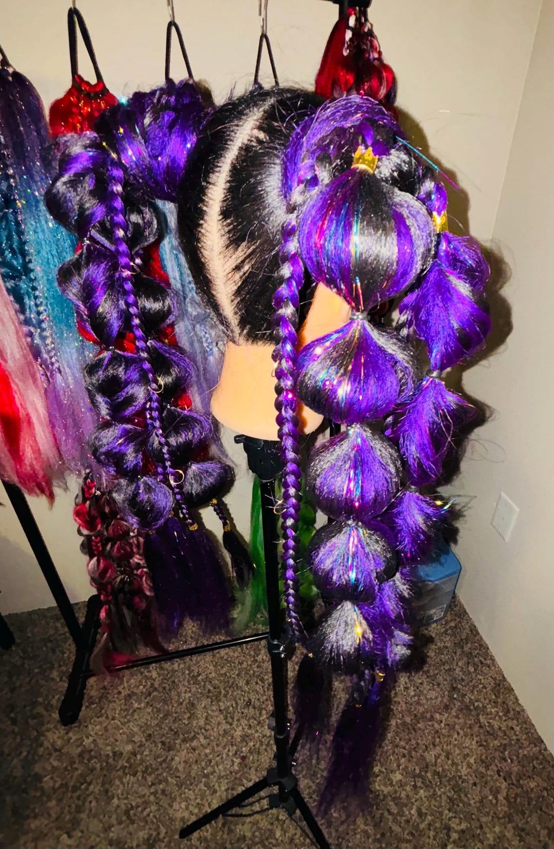 Purple and Black Pigtail Extensions - Etsy