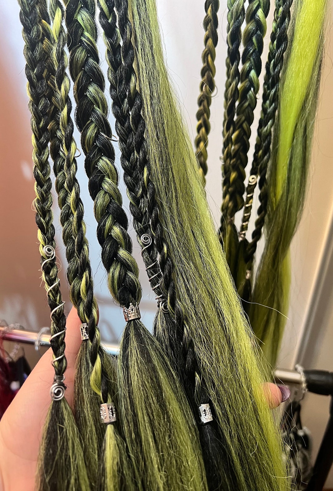 Neon/blk Small Braids Pigtail Extensions set 26 - Etsy