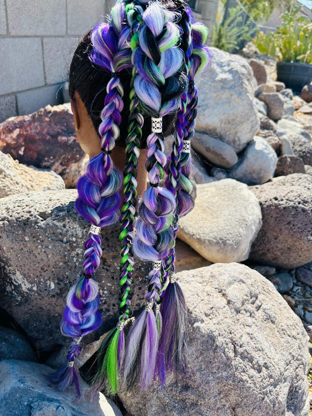 Purple and Green Rave Braid Ponytail Extension - Etsy