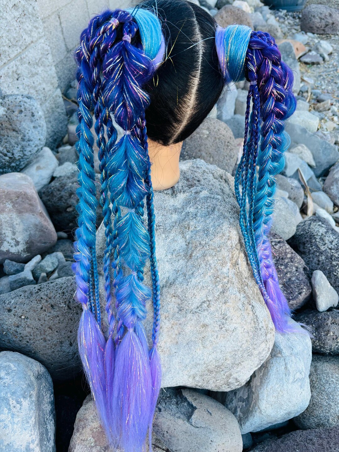 Putple Blue Blend Pigtail Extensions - Etsy
