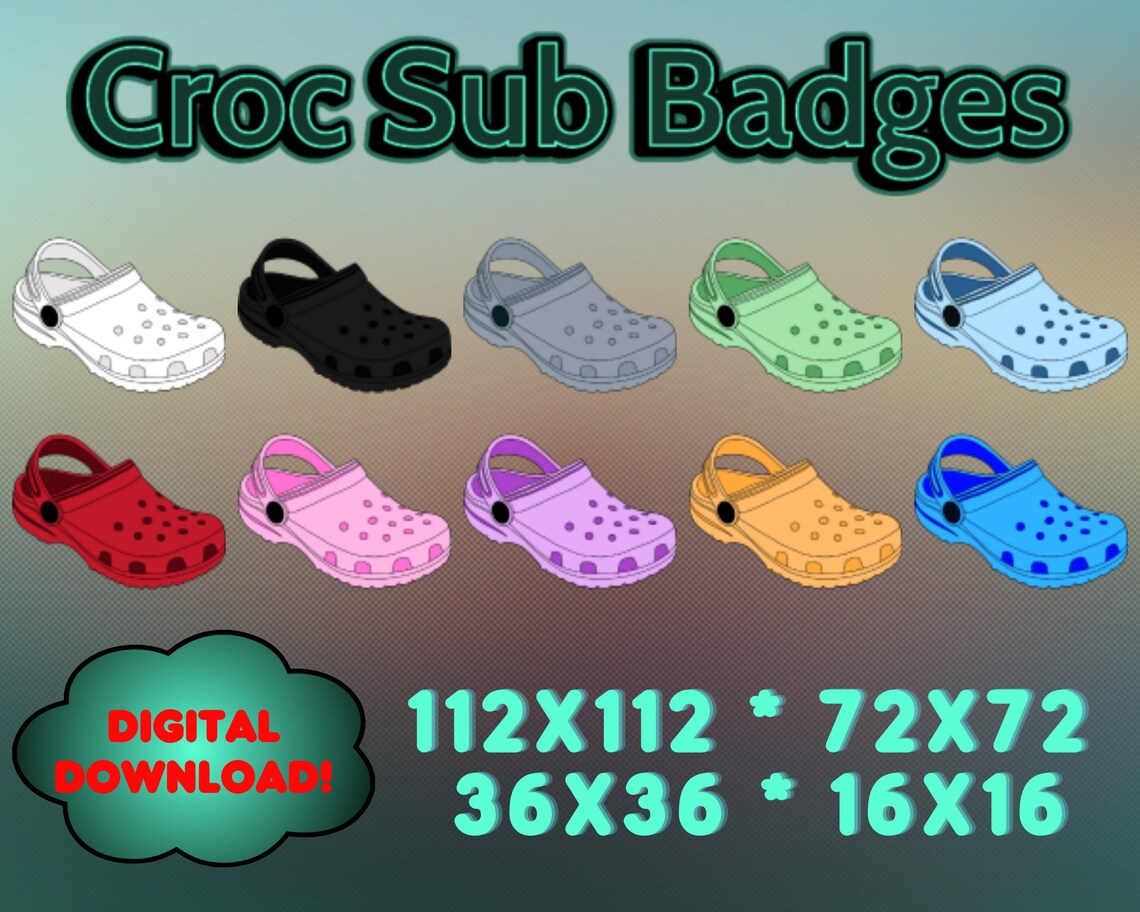 10 Pack Croc Sub Badges twitch/facebook/kick/youtube - Etsy