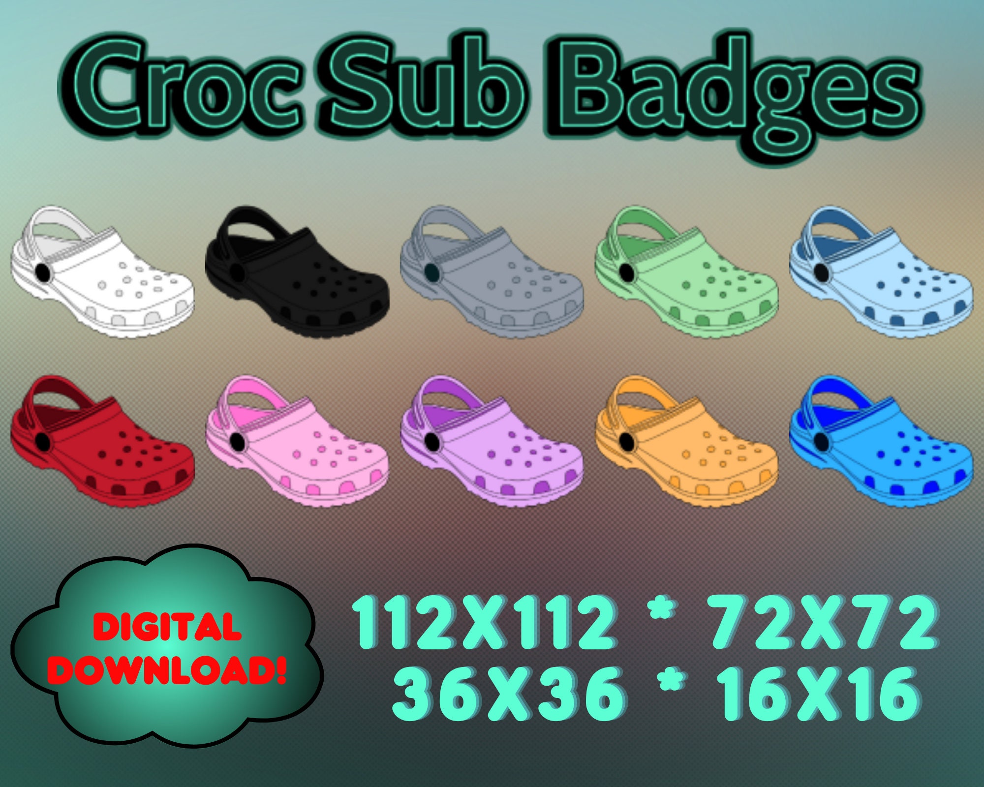 10 Pack Croc Sub Badges twitch/facebook/kick/youtube - Etsy
