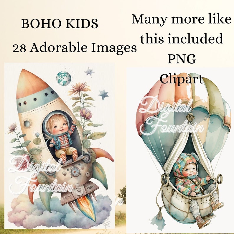 28 High-quality PNG Files Boho Kids Clipart Nursery Wall Decor - Etsy
