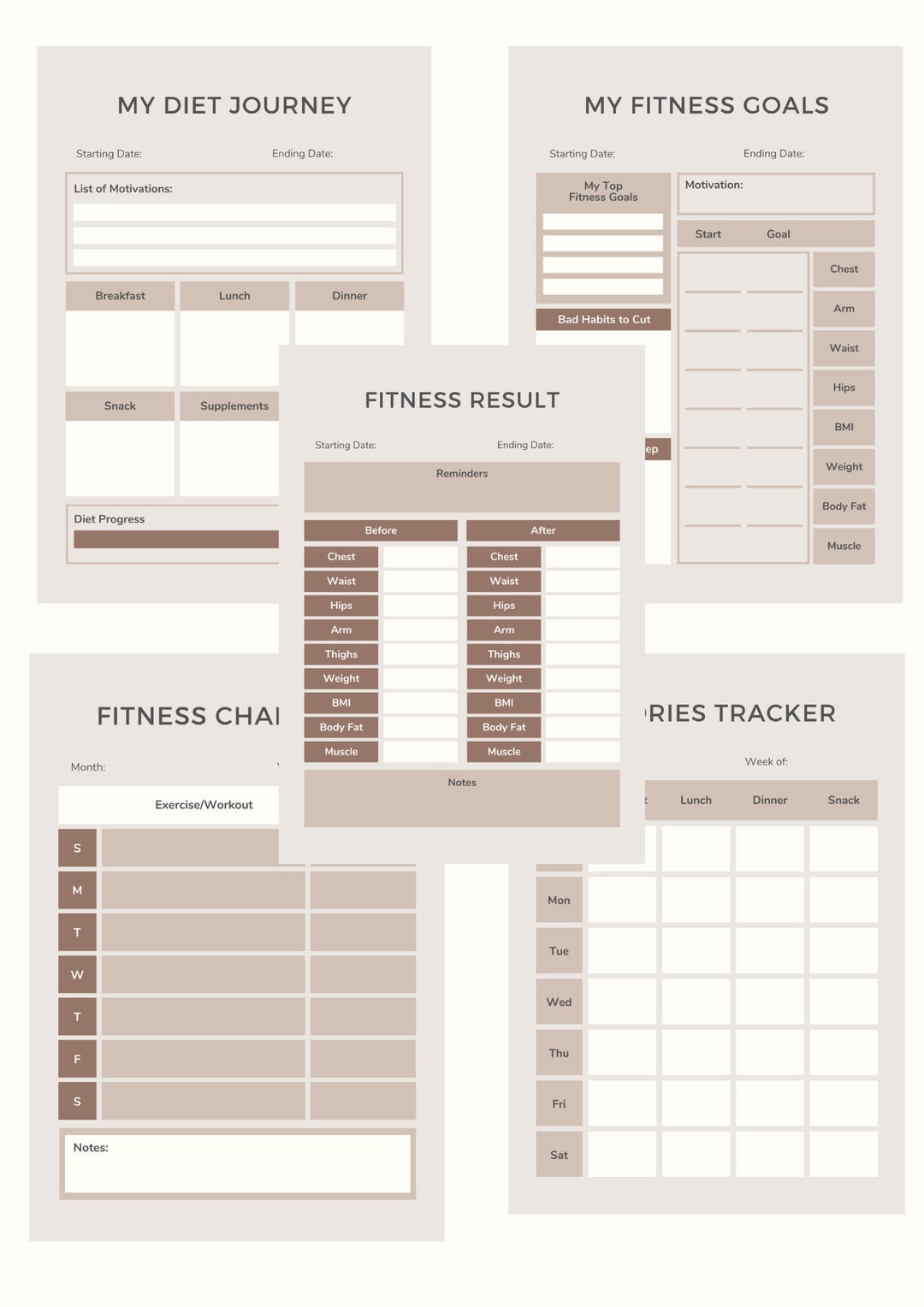 Digital Meal Planner and Tracker With Diet Fitness and Calorie Tracker ...