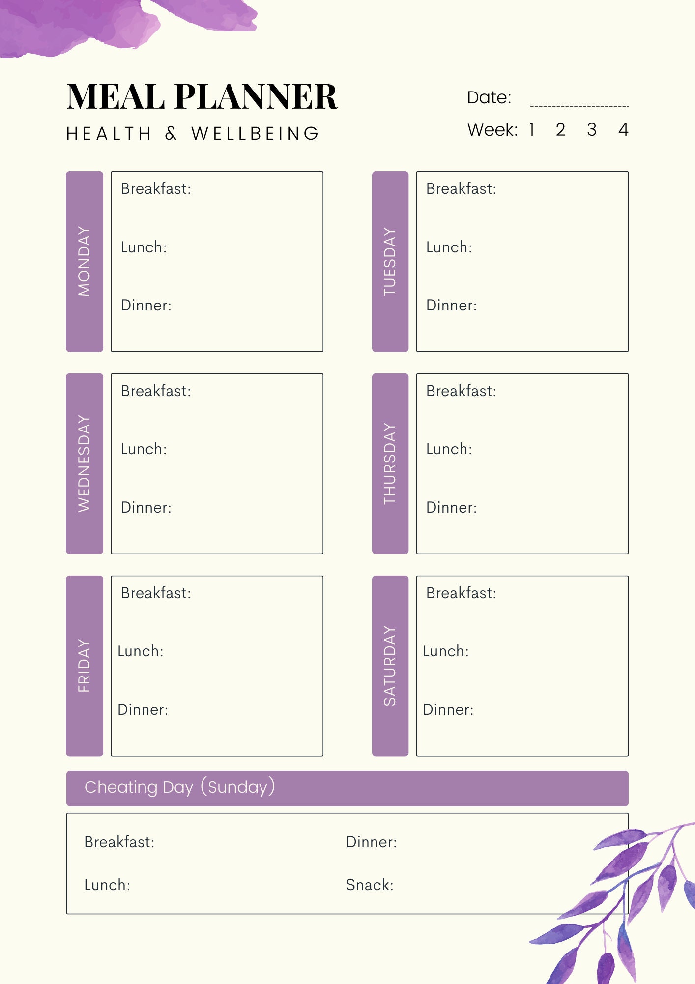 Digital Personal Diet Planner, Meal Tracker, Healthy Eating, Weight ...