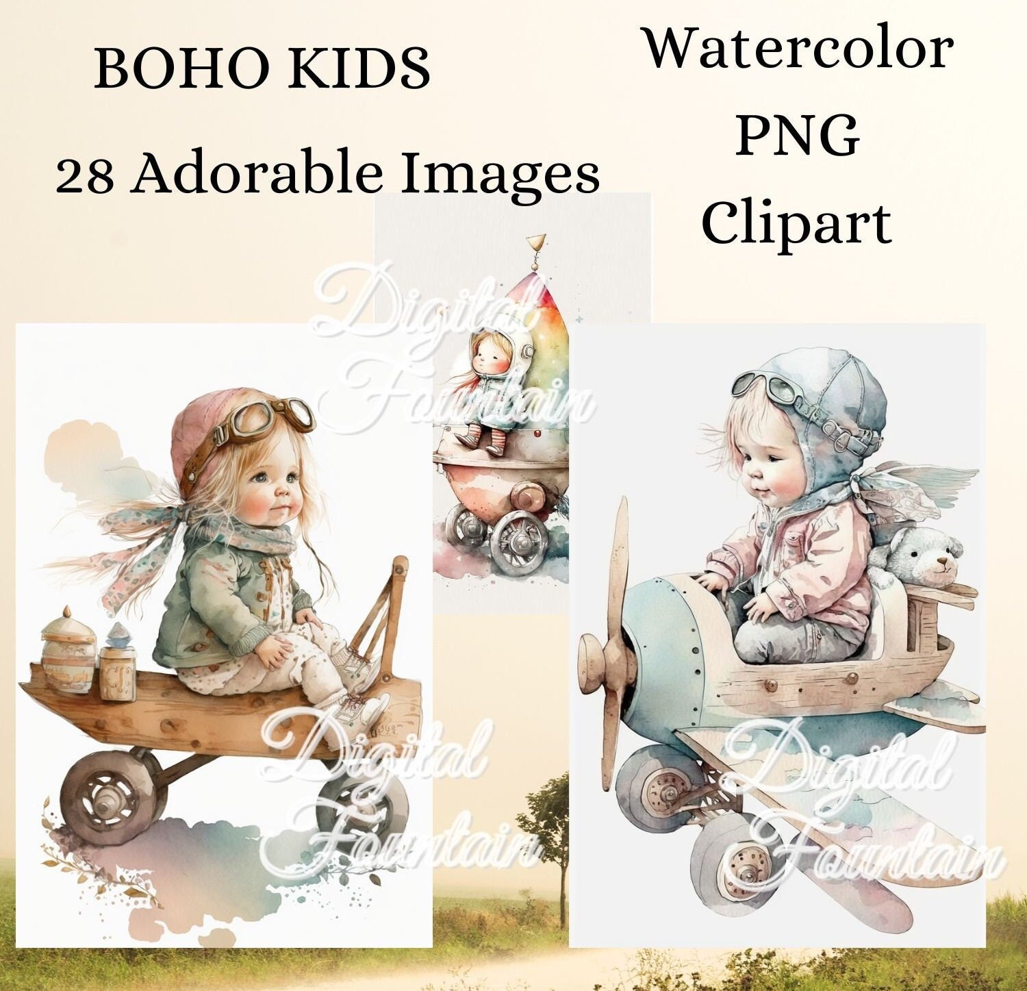 28 High-quality PNG Files Boho Kids Clipart Nursery Wall Decor - Etsy