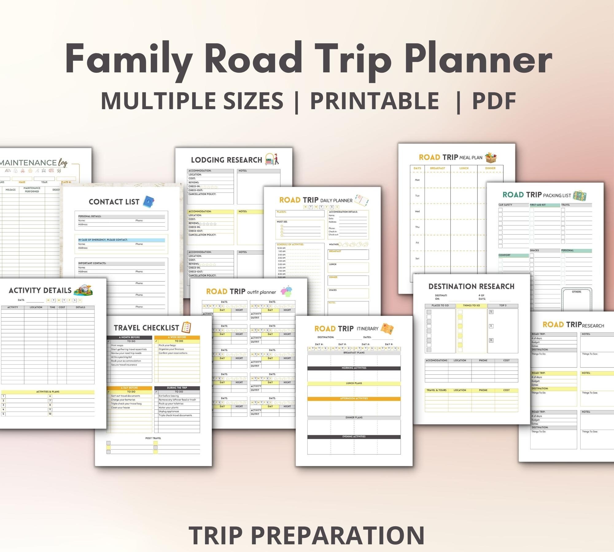 Ultimate Road Trip Planner, Printable Road Trip Planner Bundle, Family ...