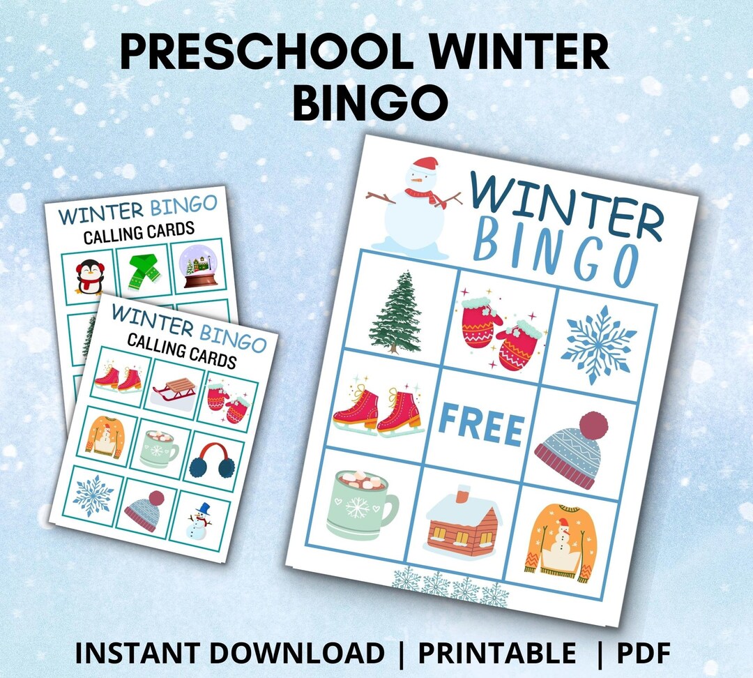 Winter Bingo Preschool Game, Winter Activity, Kids Winter Party Game ...