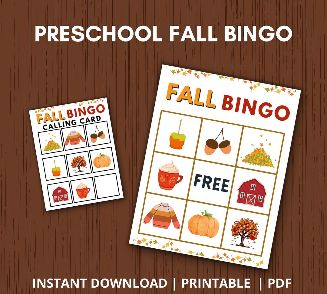 Preschool Fall Bingo Cards, Autumn Fall Games, Printable, Kids Fall ...