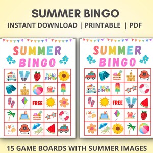 Summer Printable Bingo, Unique Bingo Cards, Kids' Summer Camp Activity ...