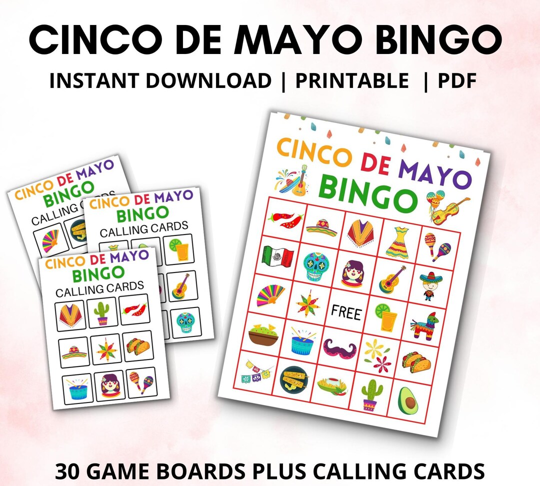 30 Cinco De Mayo Bingo Cards Game, Fiesta Bingo Boards Activity, Cinco ...