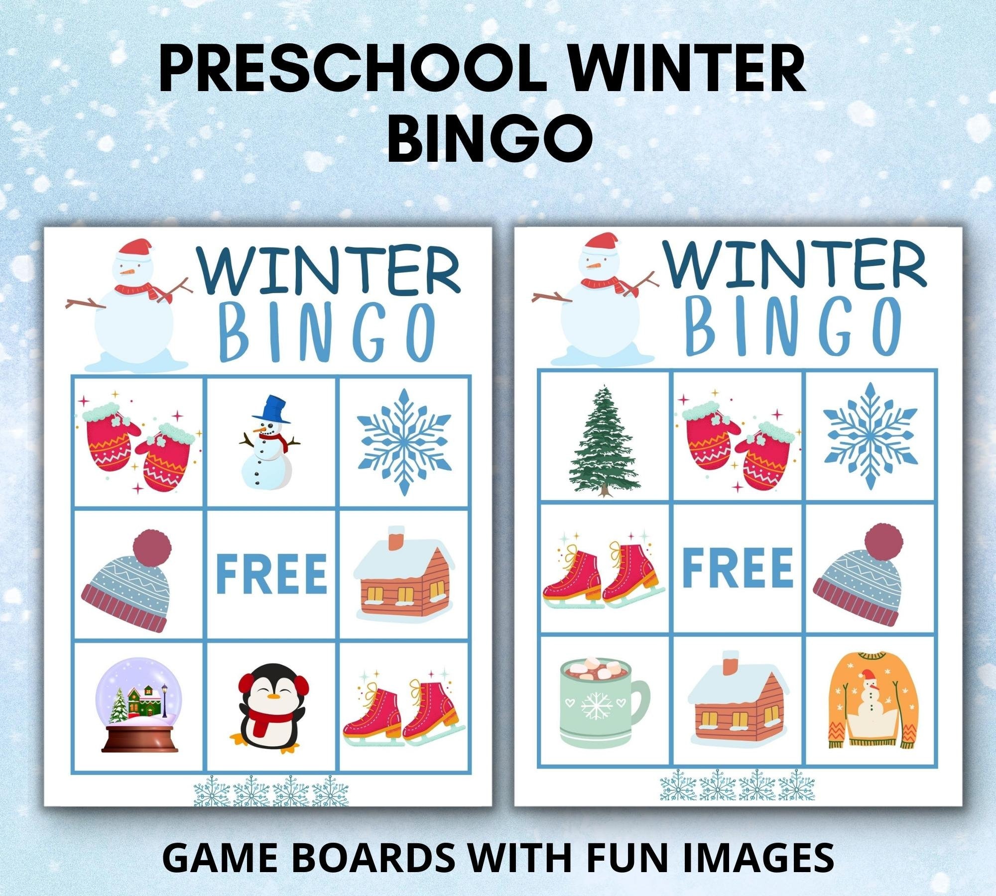 Winter Bingo Preschool Game, Winter Activity, Kids Winter Party Game ...