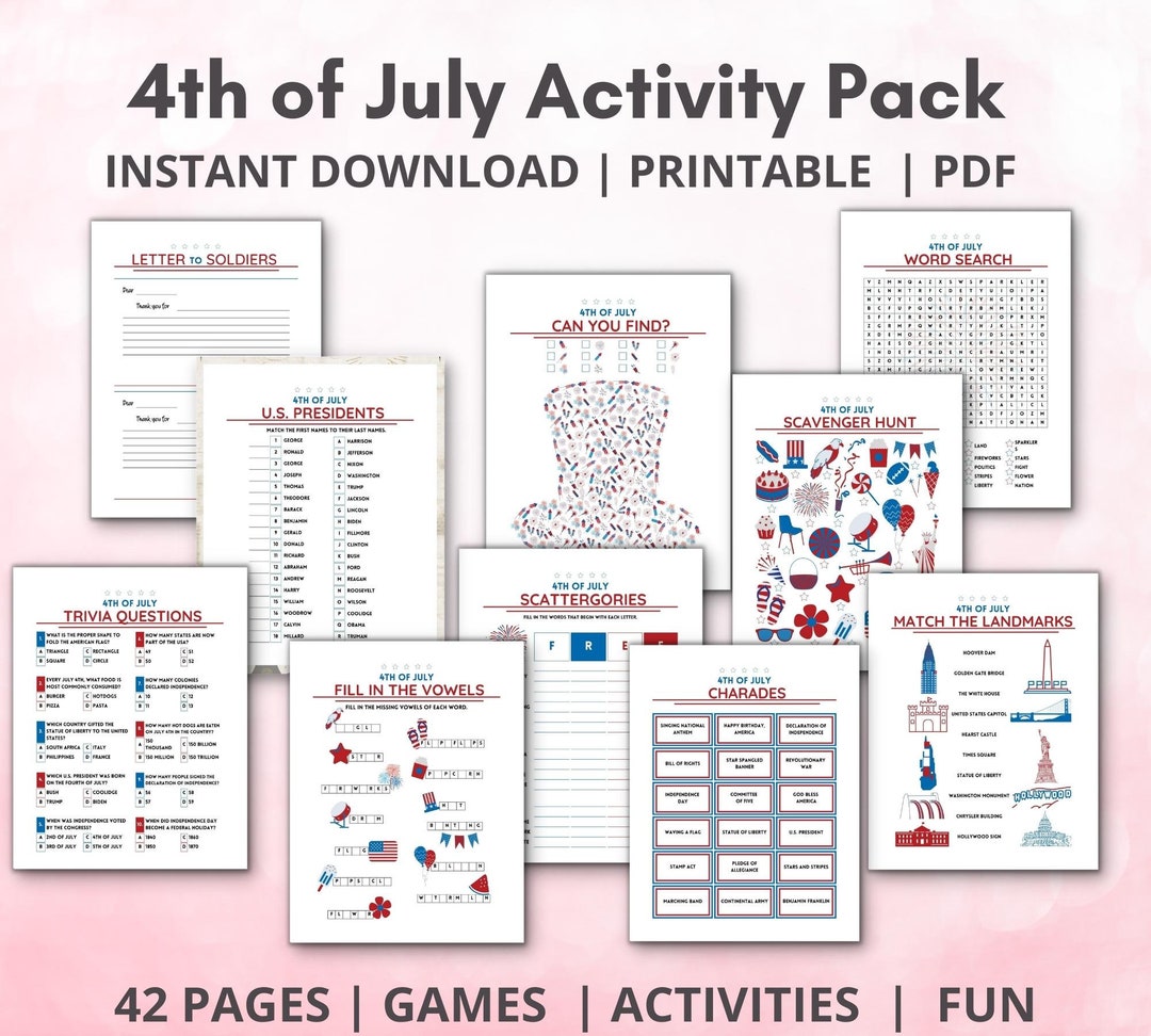 Fourth of July Printable Activities, 4th of July Games, Independence ...