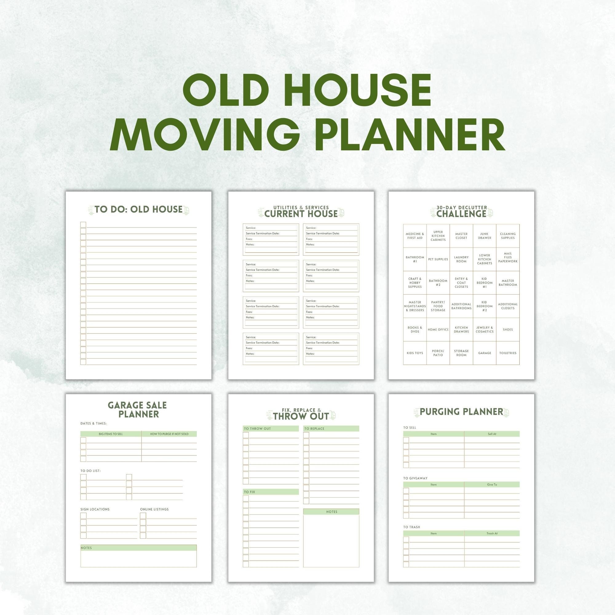 Printable Moving Planner, Moving Checklist, Moving List, Moving ...