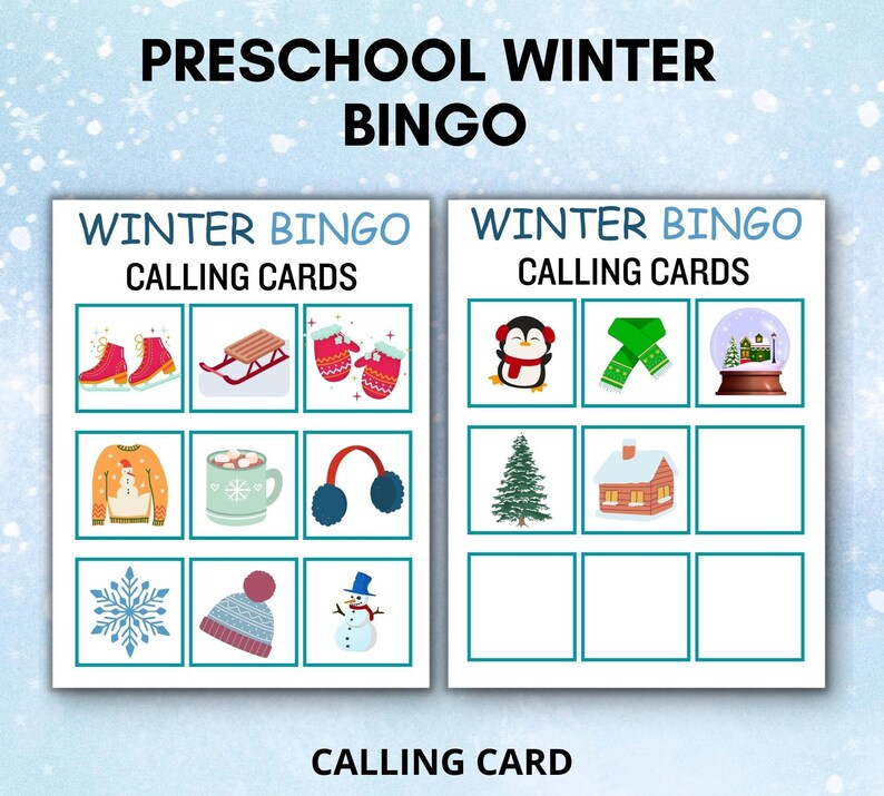 Winter Bingo Preschool Game, Winter Activity, Kids Winter Party Game ...