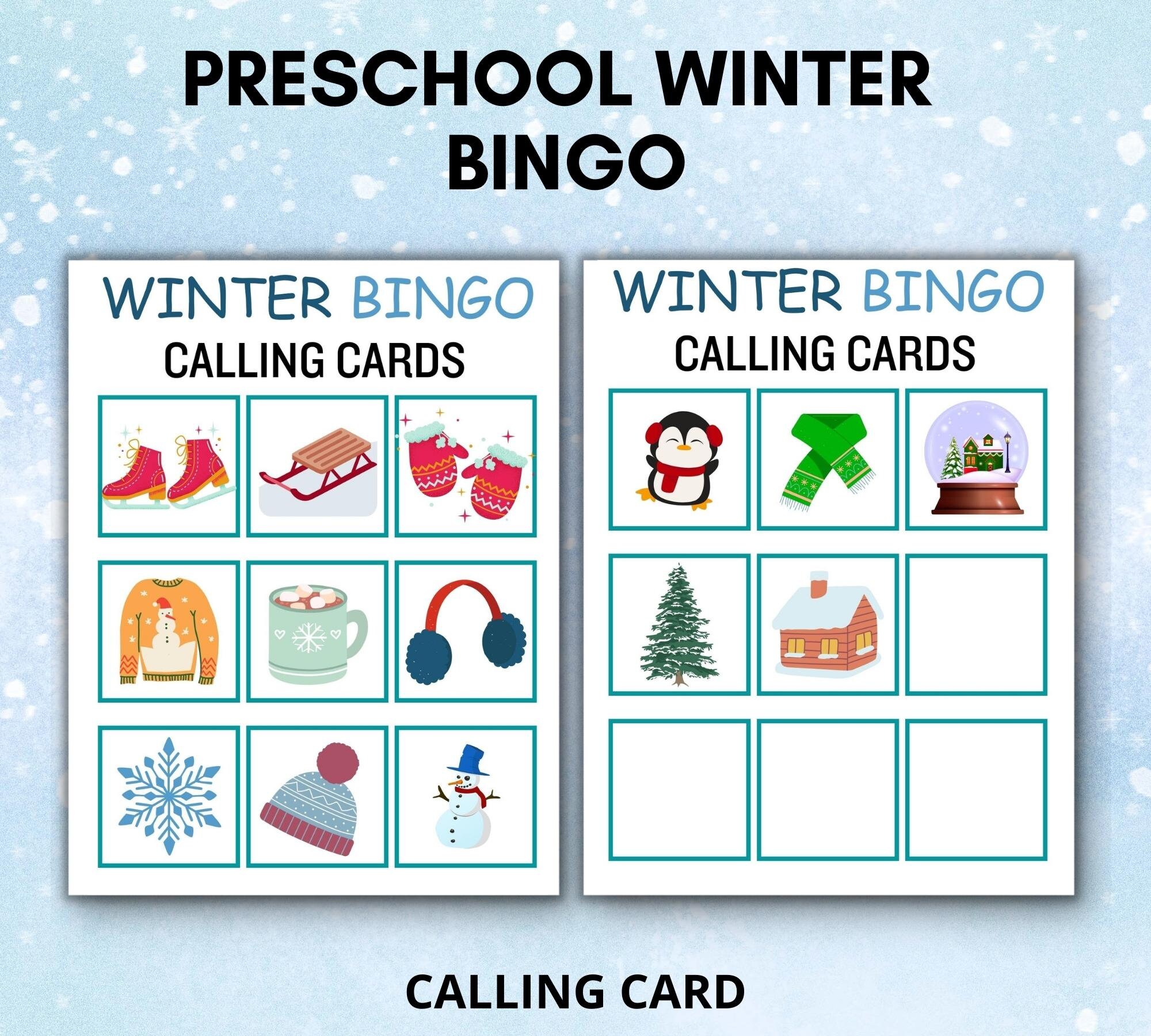 Winter Bingo Preschool Game, Winter Activity, Kids Winter Party Game ...