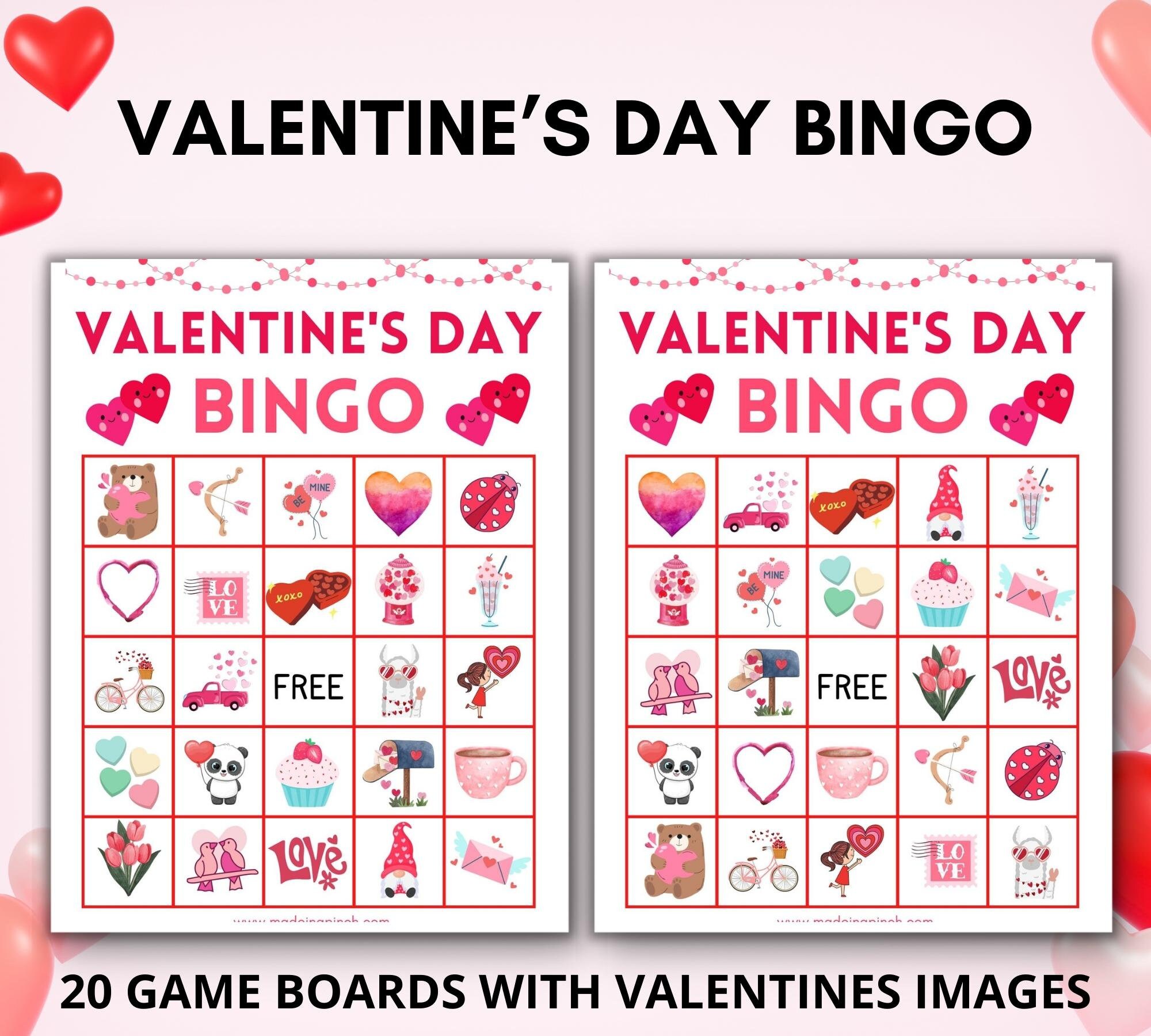 Valentine's Day Bingo, Valentine Printable Bingo Cards, Valentine's ...