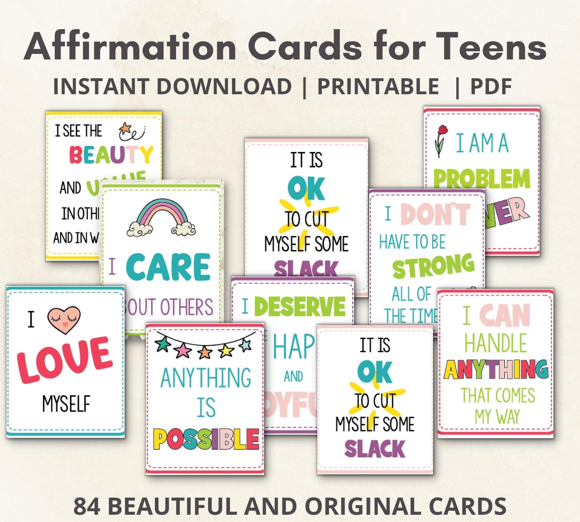 Affirmation Cards for Teens | 84 Positive Daily Affirmations for ...