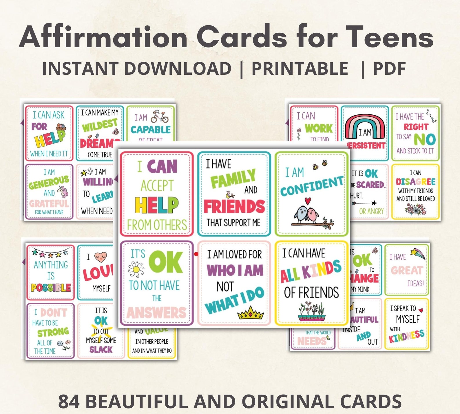 Affirmation Cards for Teens | 84 Positive Daily Affirmations for Teenagers | Motivating Quotes ...