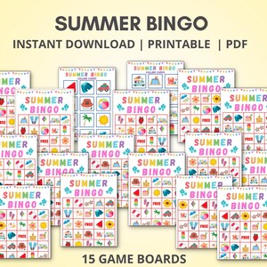 Summer Printable Bingo, Unique Bingo Cards, Kids' Summer Camp Activity ...