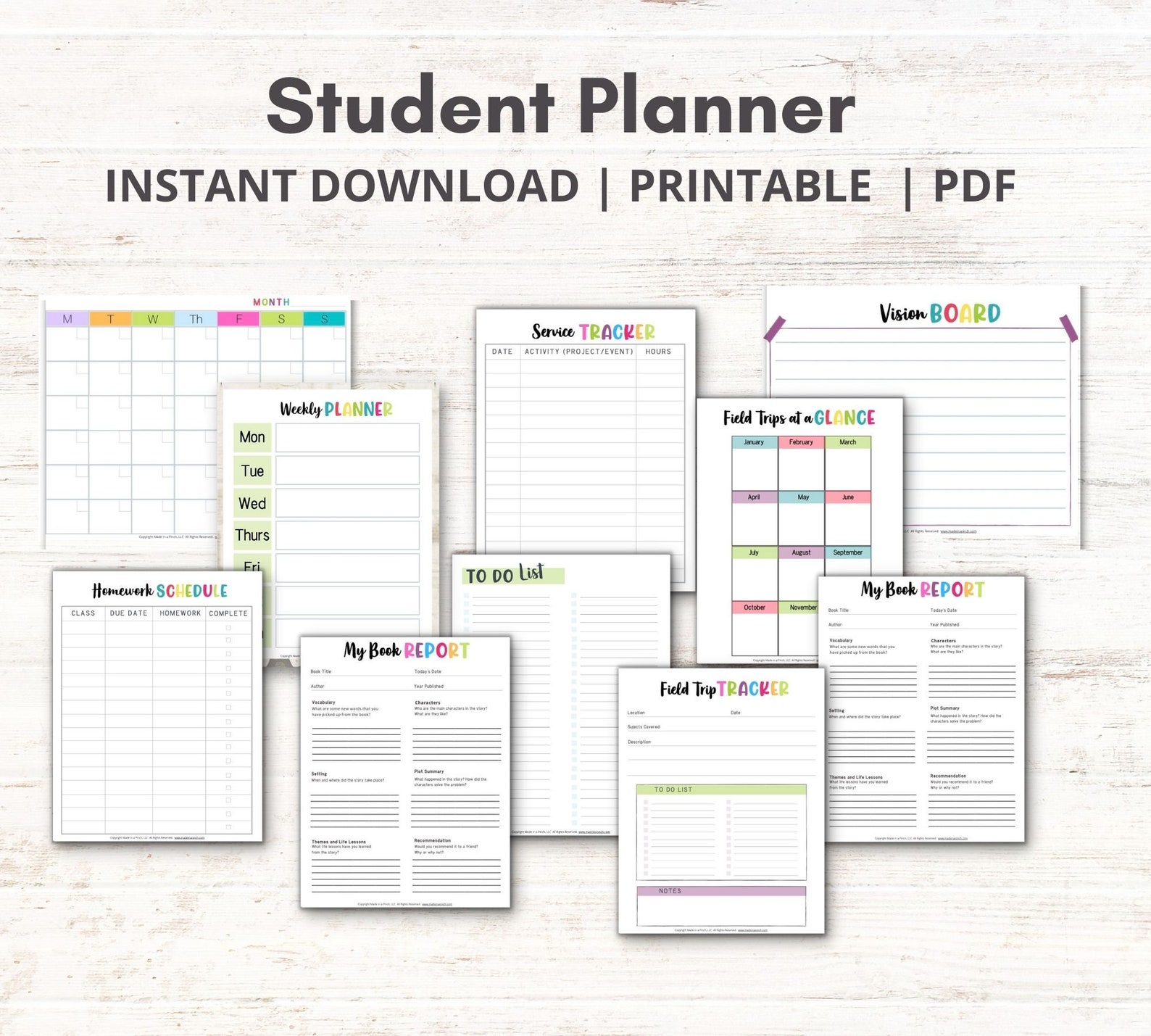 Student Planner Printable, Academic Planner Printable, High School ...