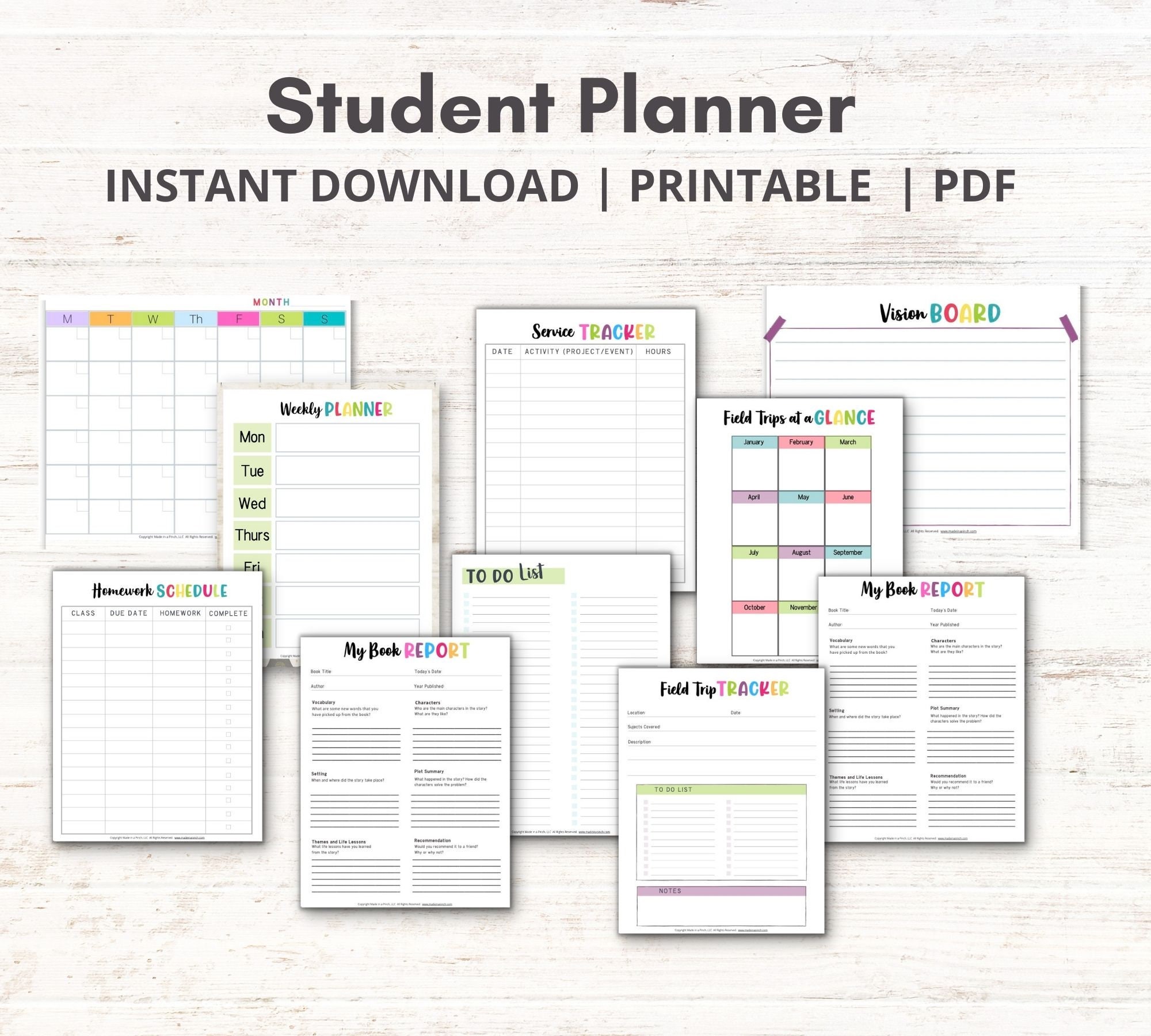Student Planner Printable, Academic Planner Printable, High School ...