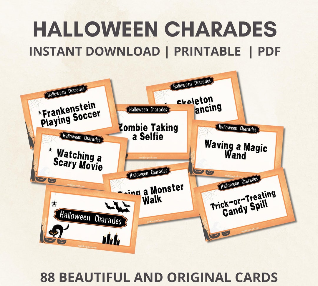 Halloween Charades, Halloween Printable Charades, Halloween Party ...
