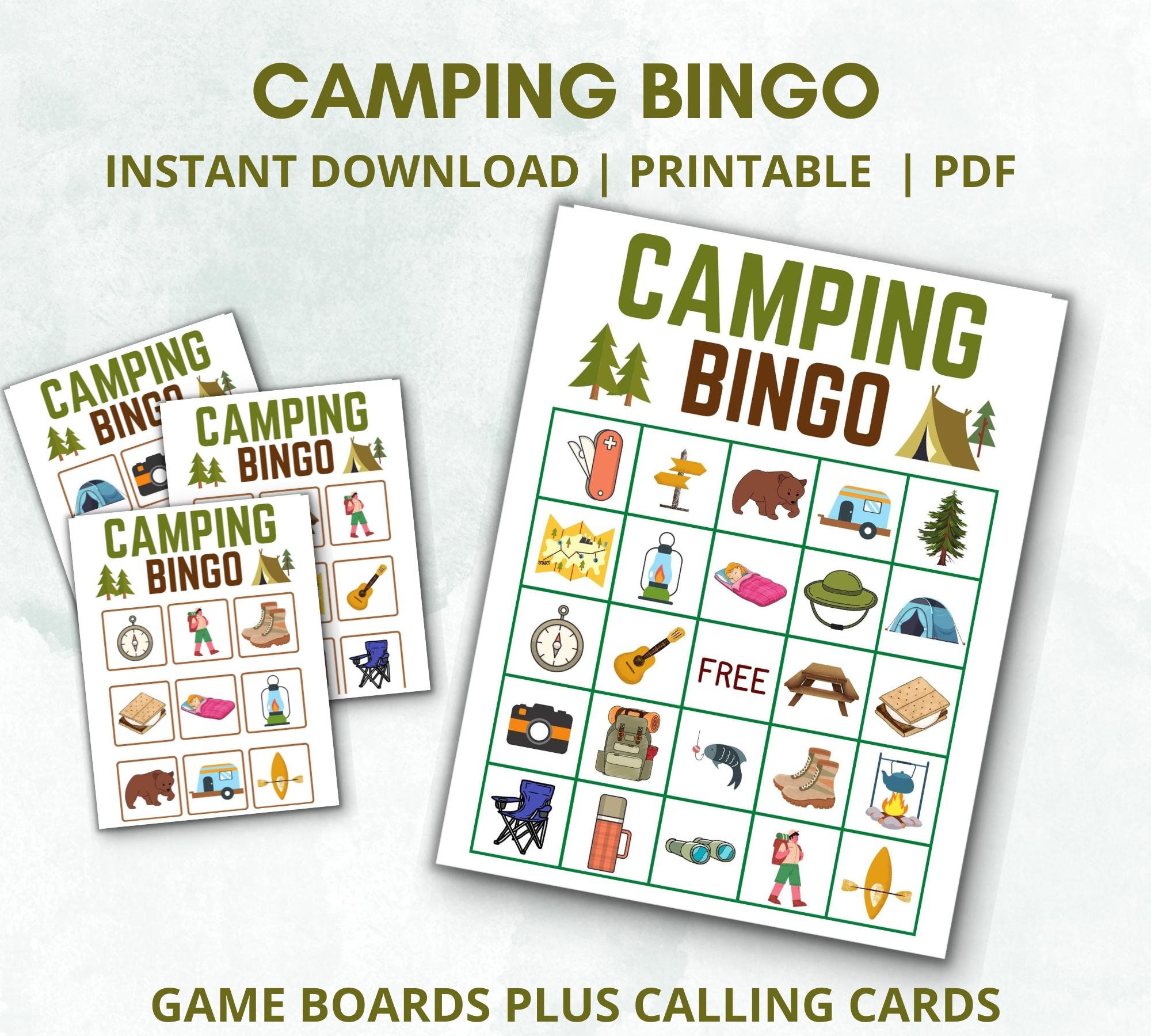 Camping Bingo for Kids, 20 Printable Bingo Boards, Camping Games ...