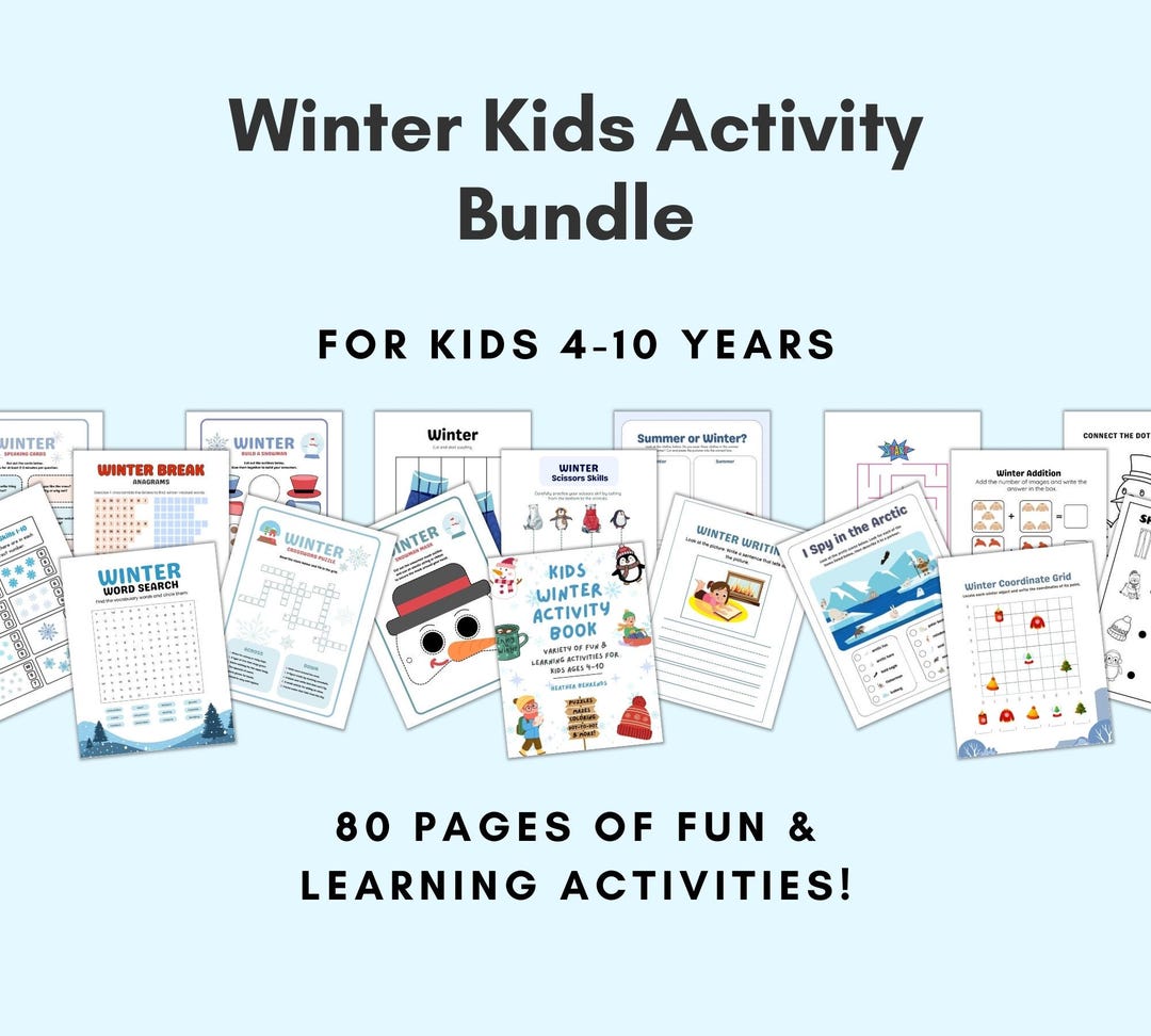 Winter Activity Bundle for Kids, Games and Learning Activities, 45 ...