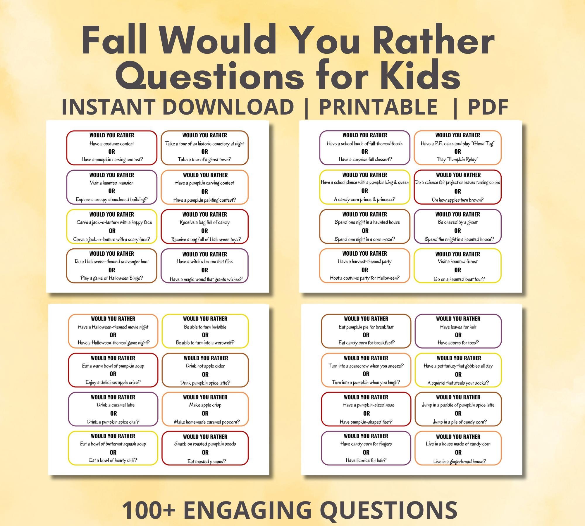 100+ Fall Would You Rather Questions, Would You Rather for Kids, Autumn ...