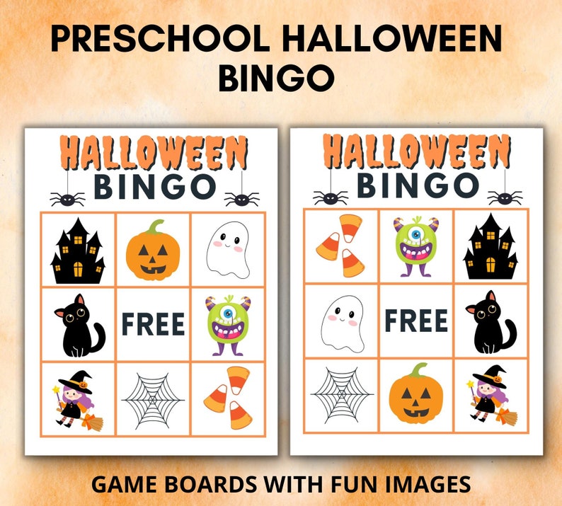 Preschool Halloween Bingo, Kids' Halloween Activity, Halloween Game ...