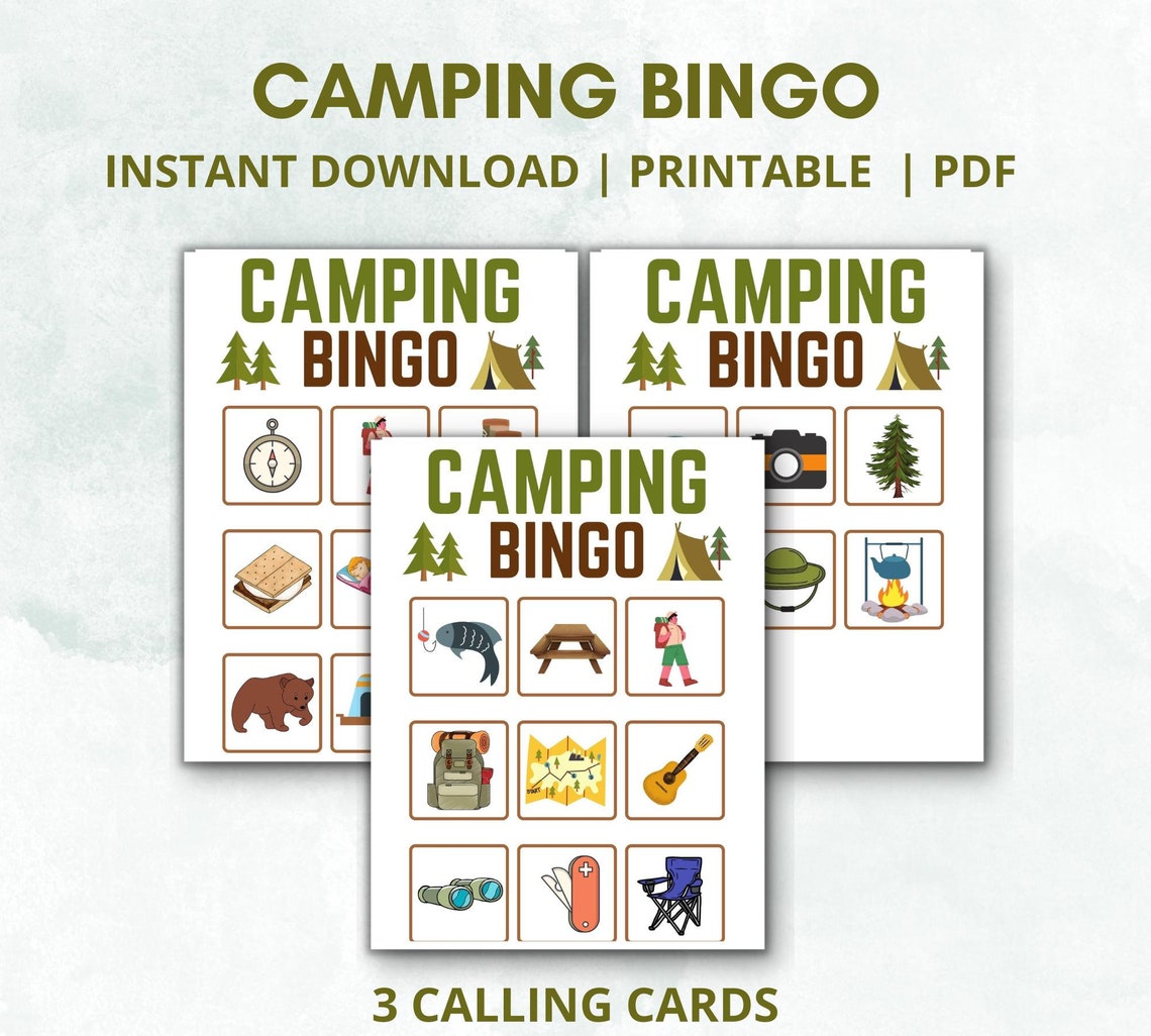 Camping Bingo for Kids, 20 Printable Bingo Boards, Camping Games ...