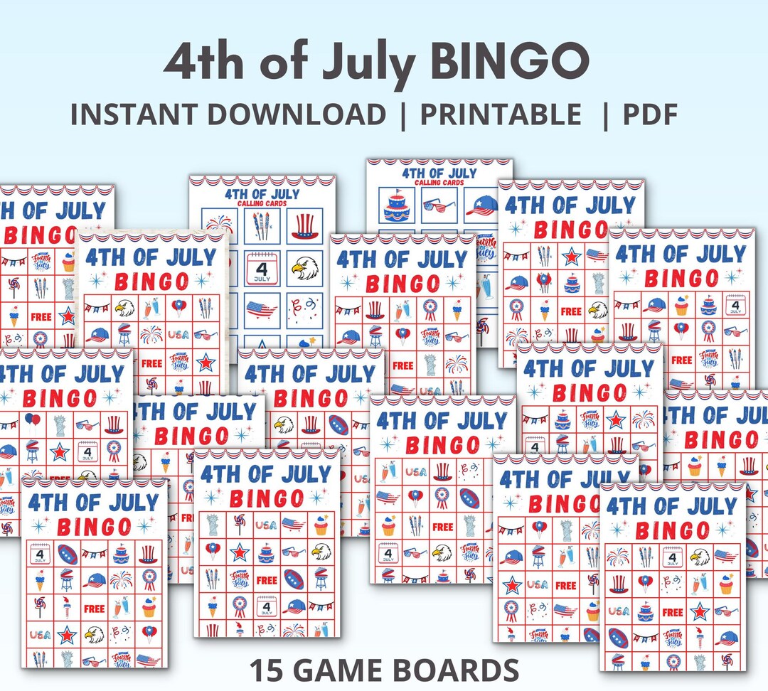 Printable 4th of July Bingo Game | Patriotic Bingo | Independence Day ...