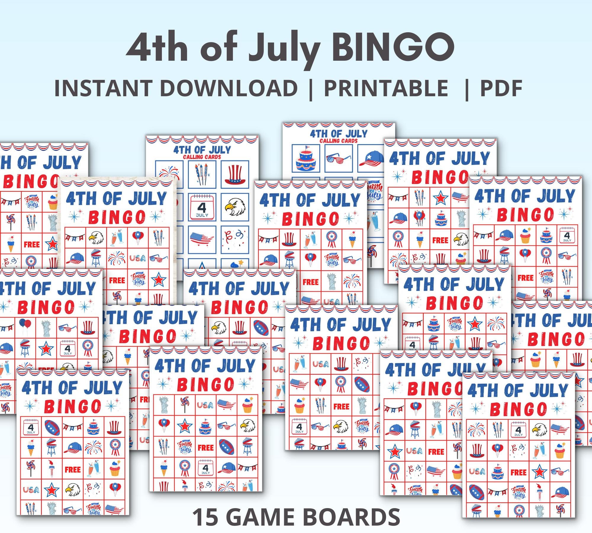 Printable 4th of July Bingo Game | Patriotic Bingo | Independence Day ...