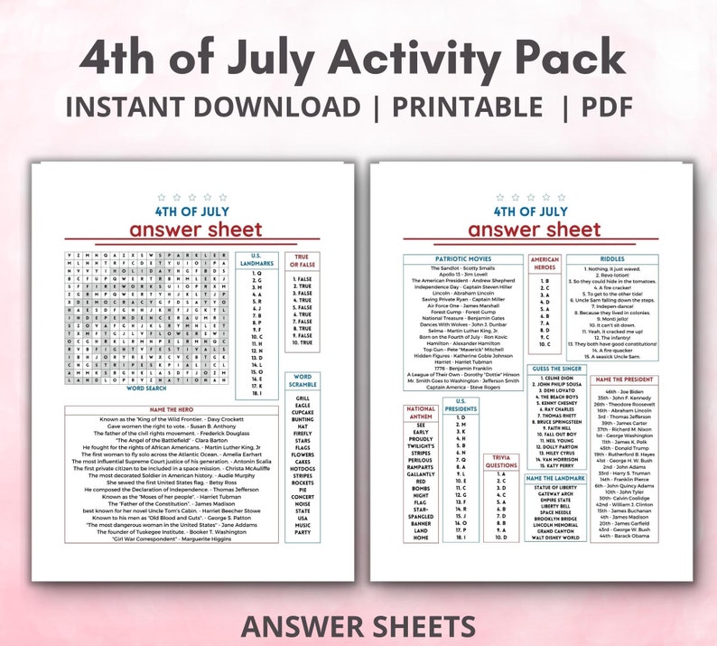 Fourth of July Printable Activities, 4th of July Games, Independence ...