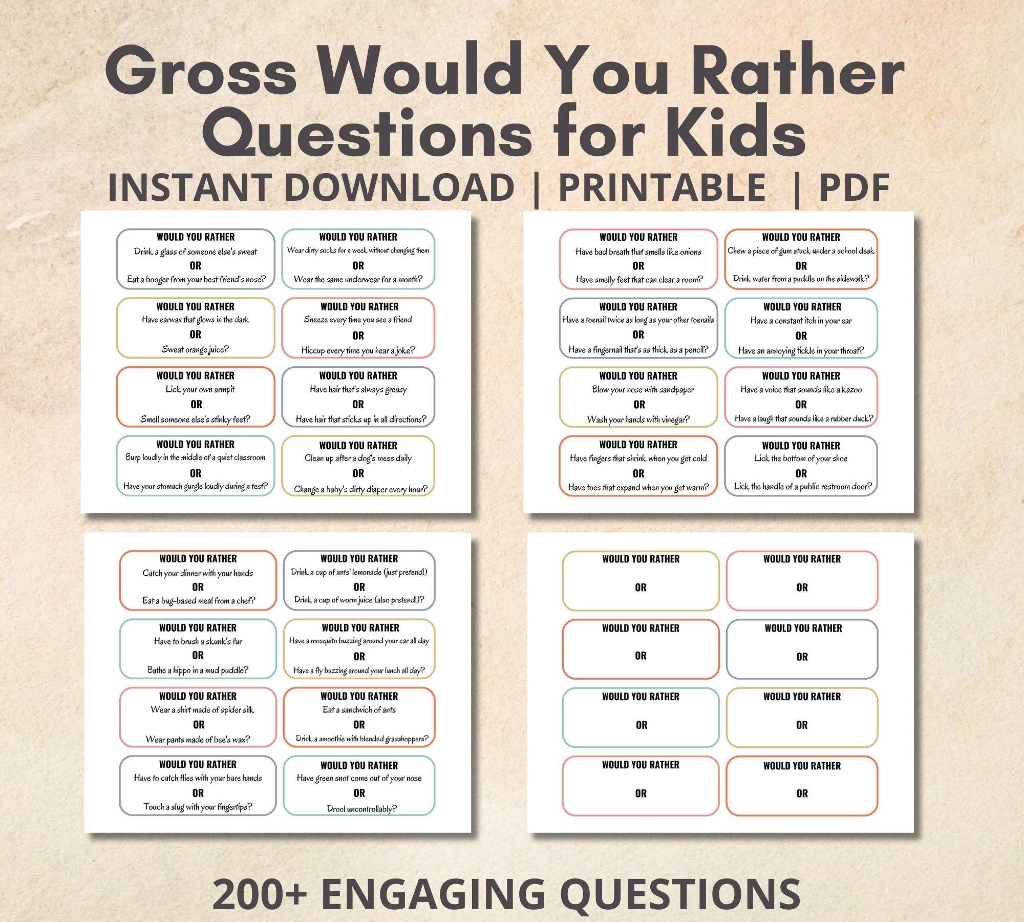 200+ Gross Would You Rather Questions, Would You Rather for Kids, Party ...