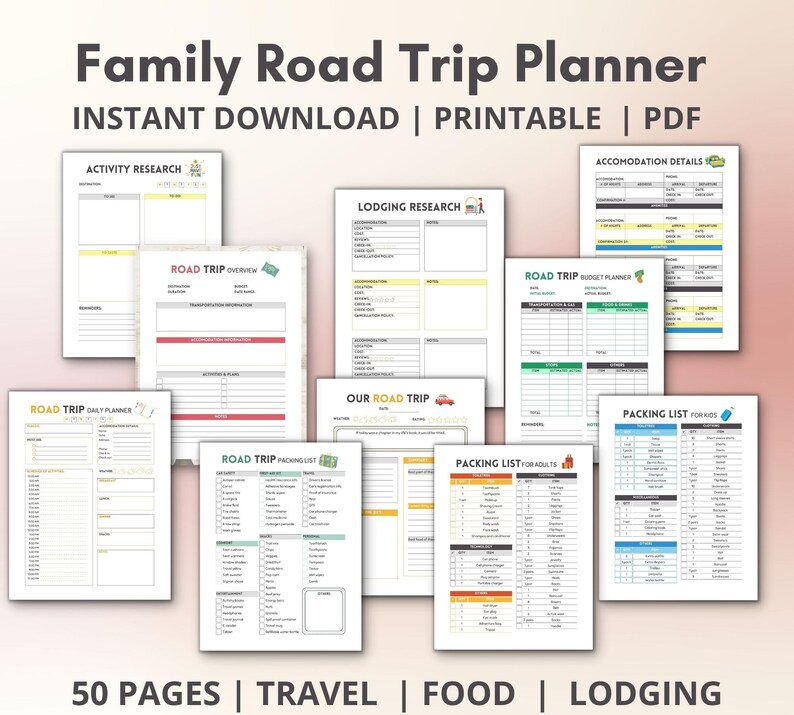 Ultimate Road Trip Planner, Printable Road Trip Planner Bundle, Family ...