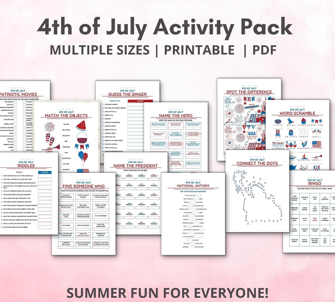 Fourth of July Printable Activities, 4th of July Games, Independence ...