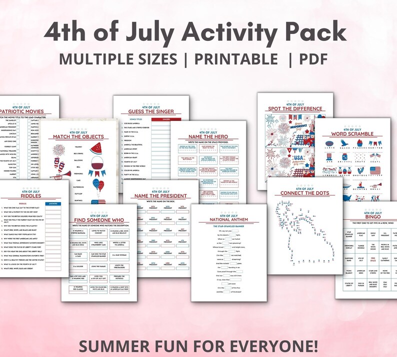 Fourth of July Printable Activities, 4th of July Games, Independence ...