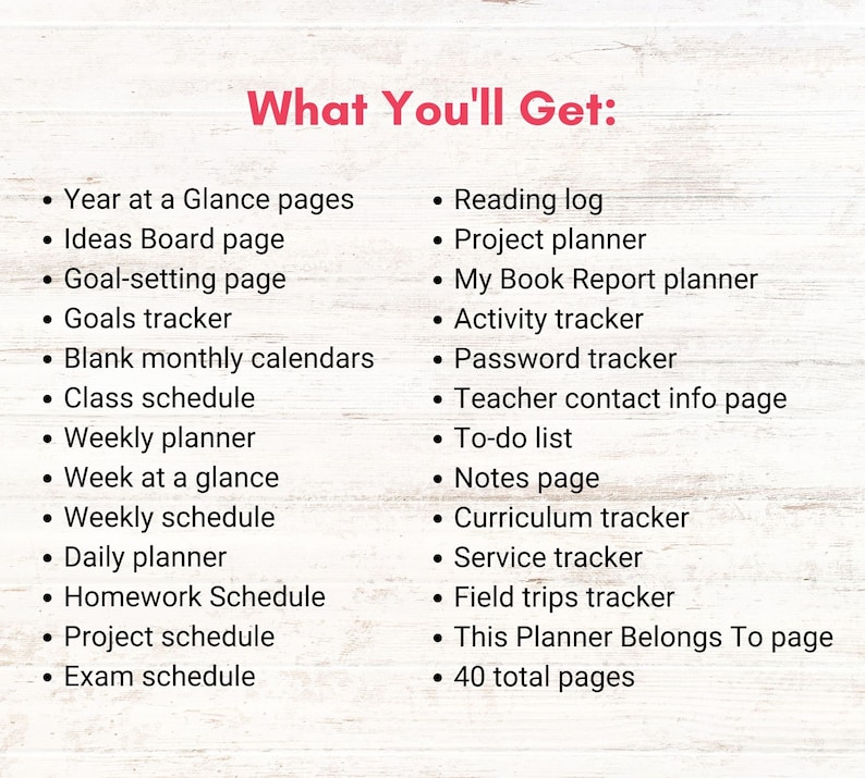 Student Planner Printable, Academic Planner Printable, High School ...