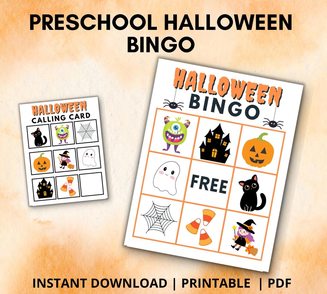Preschool Halloween Bingo, Kids' Halloween Activity, Halloween Game ...
