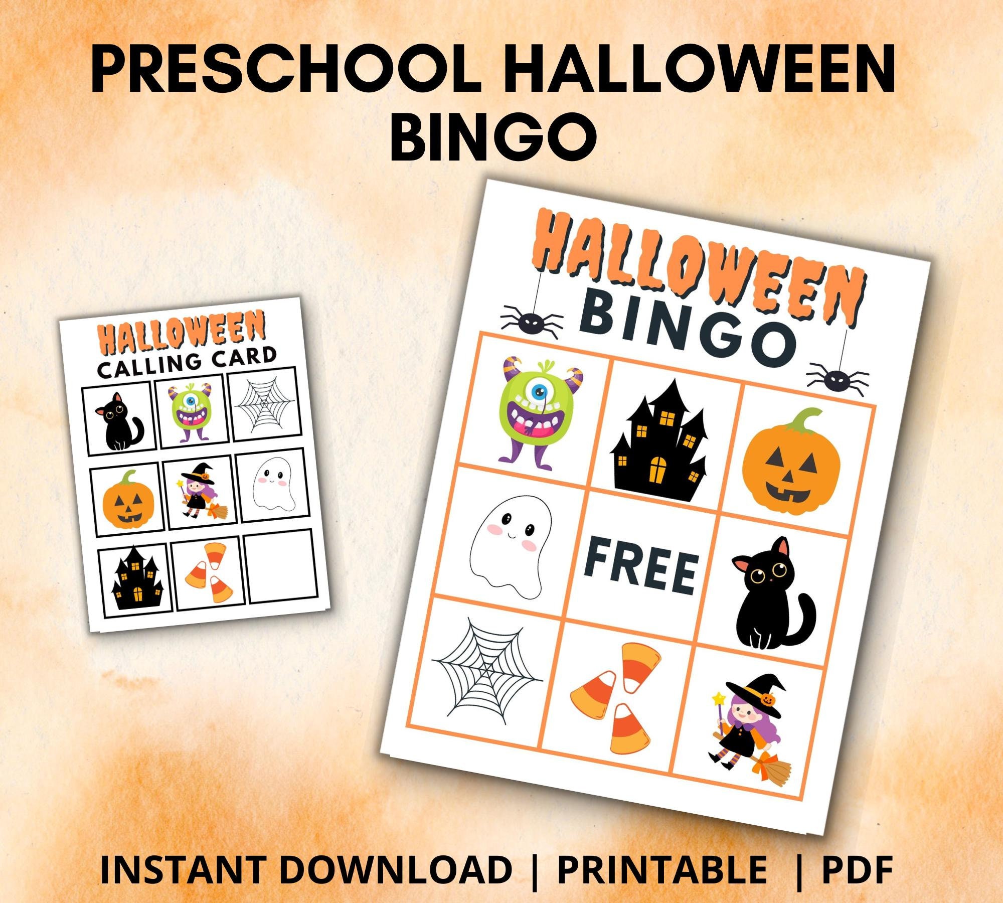 Preschool Halloween Bingo, Kids' Halloween Activity, Halloween Game ...