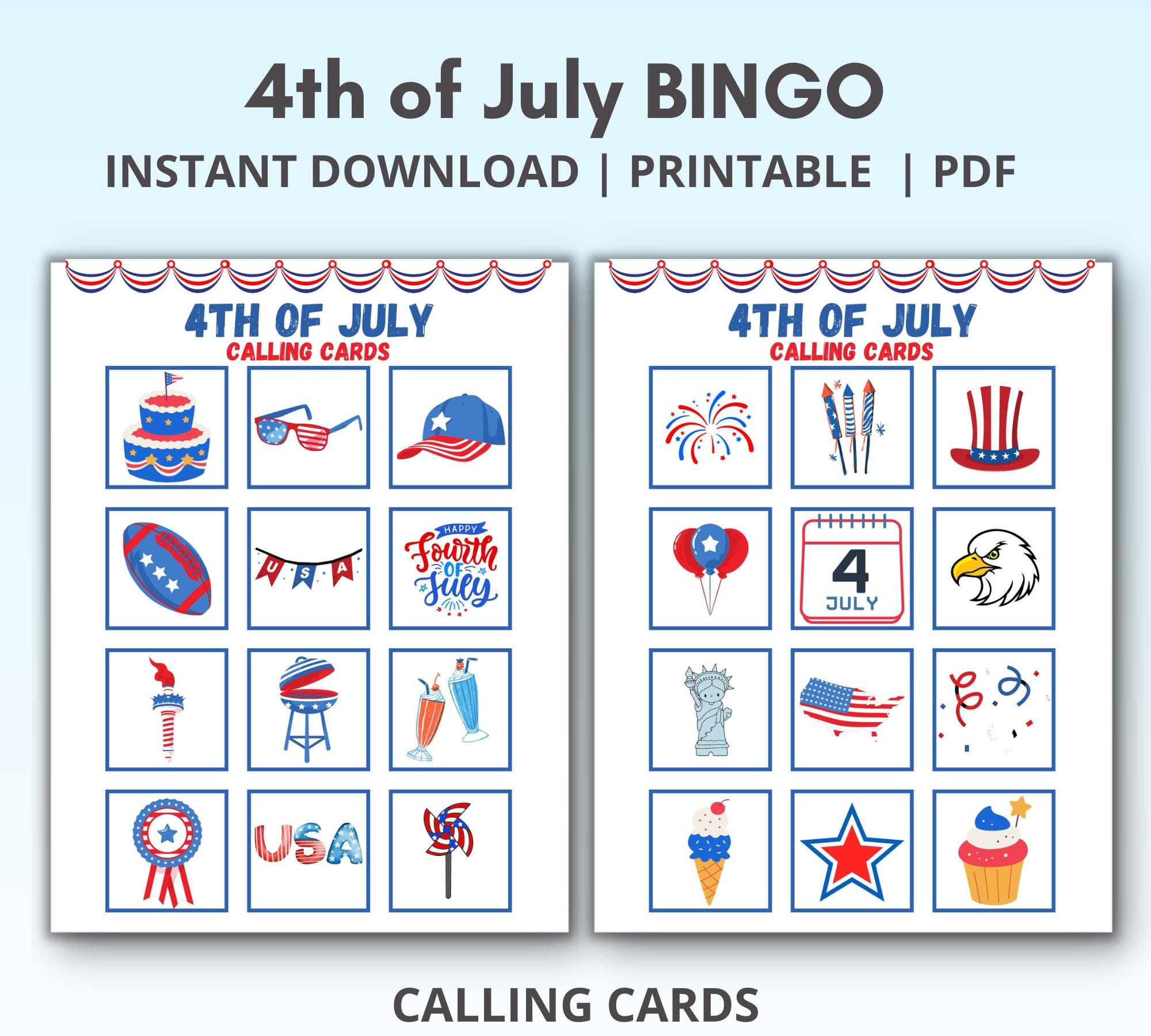Printable 4th of July Bingo Game | Patriotic Bingo | Independence Day ...
